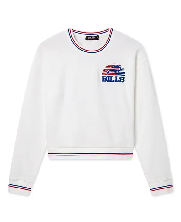 Junk Food Clothing Buffalo Bills Cropped Striped Rib Fleece - White