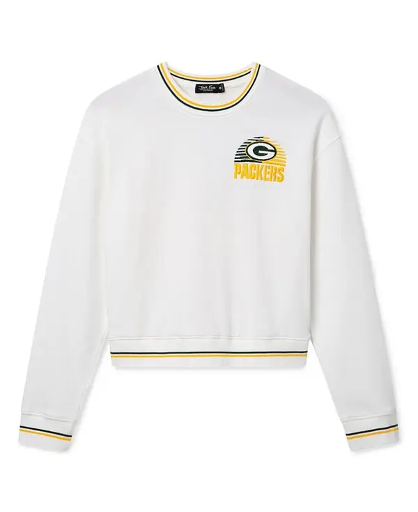 Junk Food Clothing Green Bay Packers Cropped Striped Rib Fleece - White