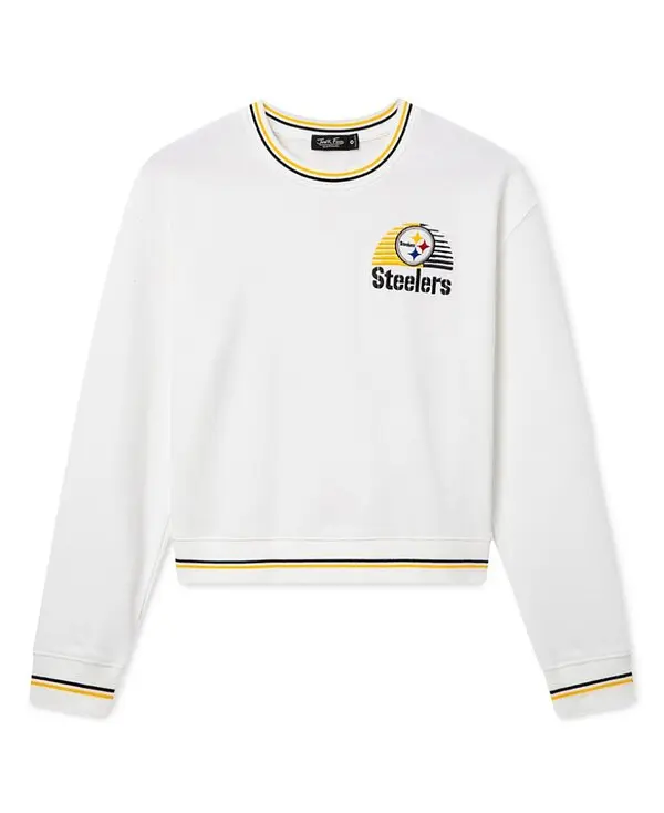 Junk Food Clothing Pittsburgh Steelers Cropped Rib Fleece - White