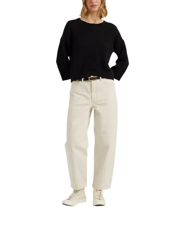 Chinti & Parker Cloud Cashmere Cropped Sleeve Sweater - Black