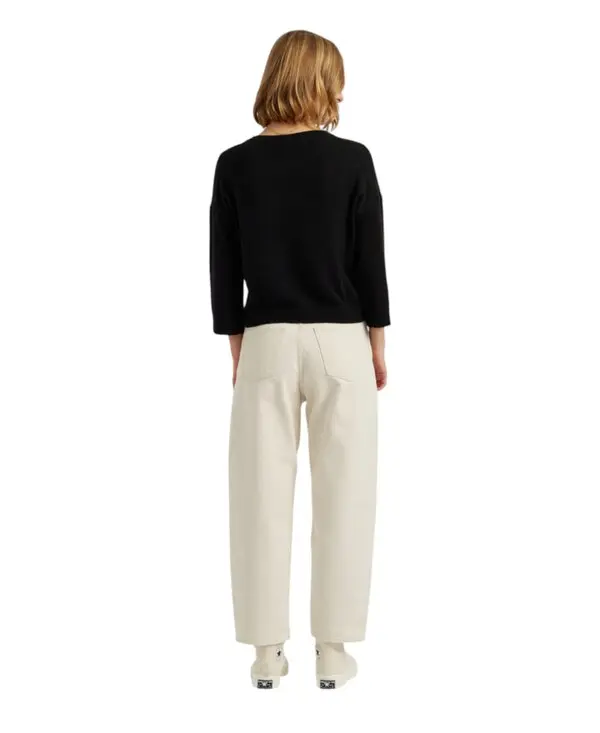 Chinti & Parker Cloud Cashmere Cropped Sleeve Sweater - Black