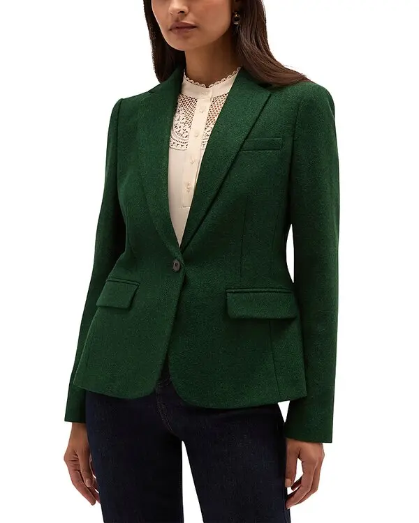 HOBBS LONDON Blake Wool Notched Lapel Jacket - Dark Green