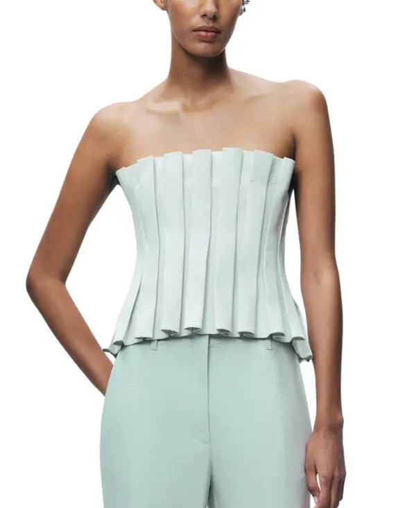 NOCTURNE Pleated Strapless Bustier Top