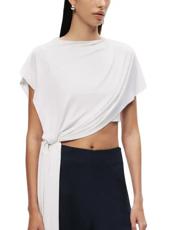 NOCTURNE Asymmetric Tie-front Crop Top