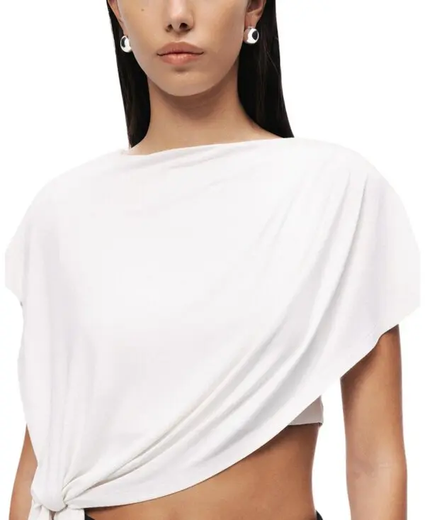 NOCTURNE Asymmetric Tie-front Crop Top