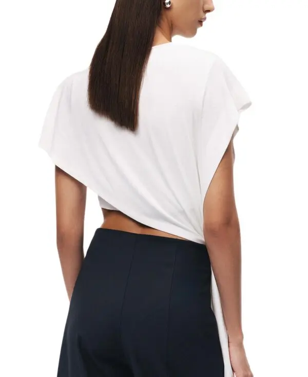 NOCTURNE Asymmetric Tie-front Crop Top
