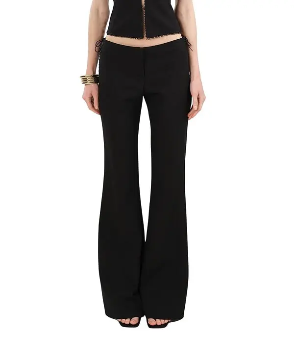 NOCTURNE Side Tie Low Rise Slim Fit Trousers - Black