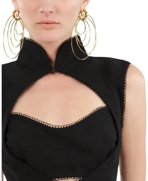 NOCTURNE Braid-trim Bustier Top With Built-in Bra