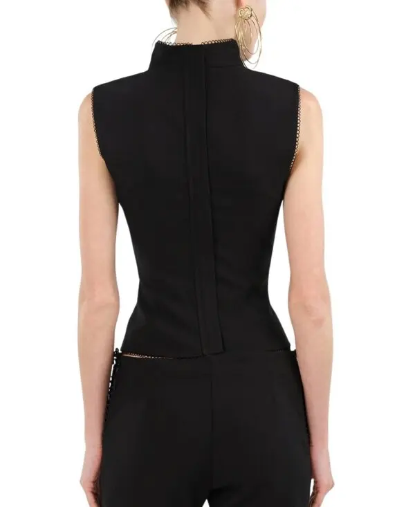 NOCTURNE Braid-trim Bustier Top With Built-in Bra