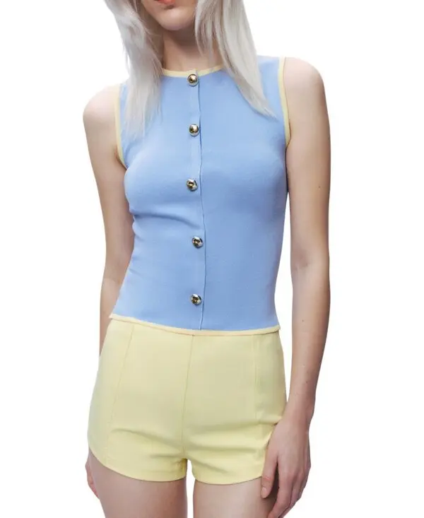 NOCTURNE Button-embellished Knit Top