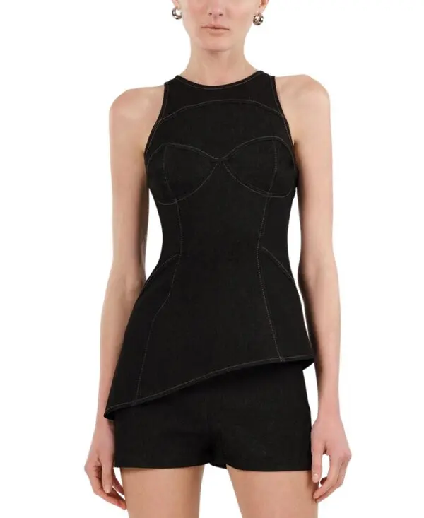 NOCTURNE Halter Neck Denim Bustier Top