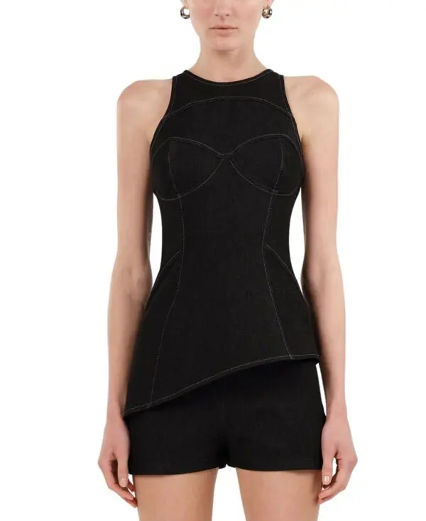 NOCTURNE Halter Neck Denim Bustier Top