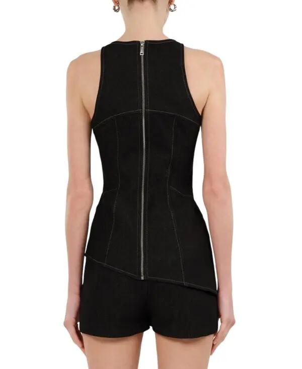 NOCTURNE Halter Neck Denim Bustier Top