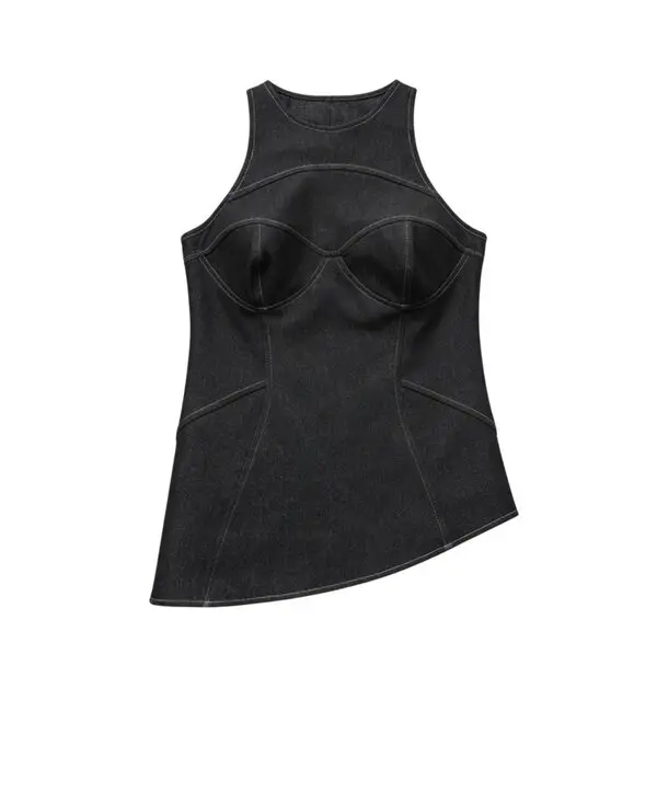NOCTURNE Halter Neck Denim Bustier Top