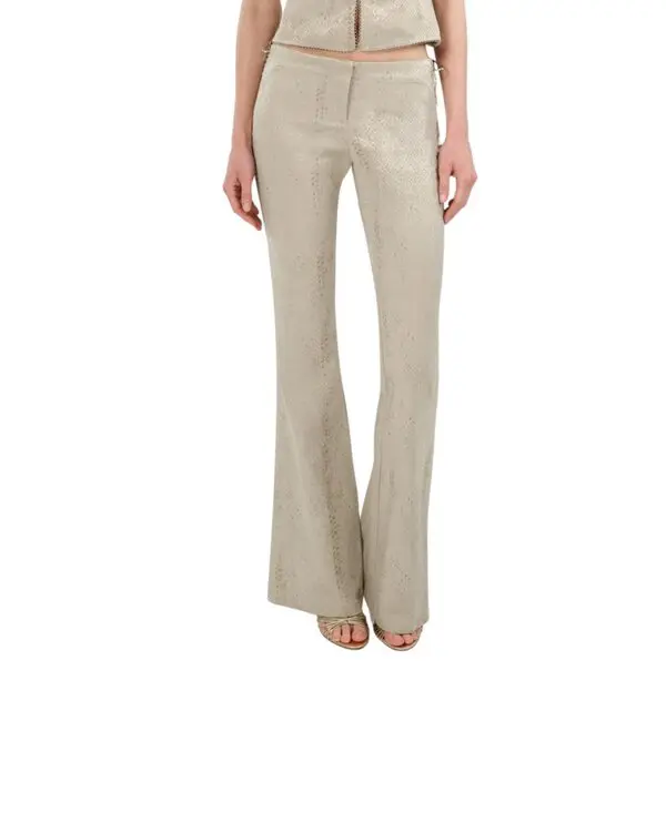 NOCTURNE Snake Print Jacquard Flare Trousers