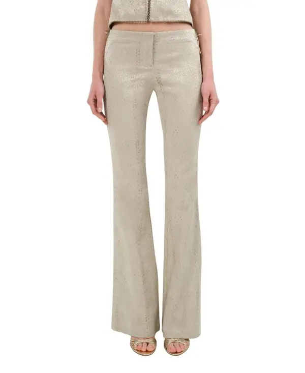 NOCTURNE Snake Print Jacquard Flare Trousers