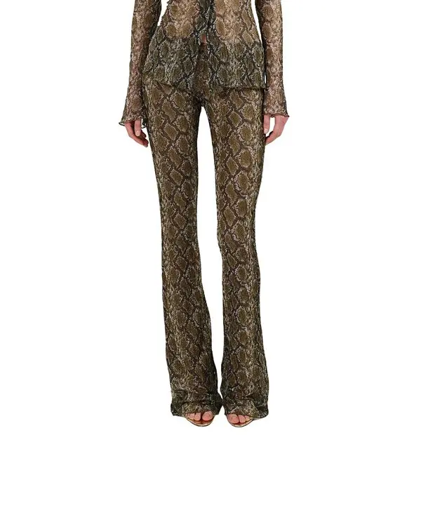 NOCTURNE Snake Print Low Rise Flare Trousers - Multi-colored