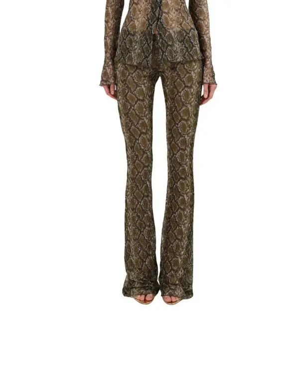 NOCTURNE Snake Print Low Rise Flare Trousers
