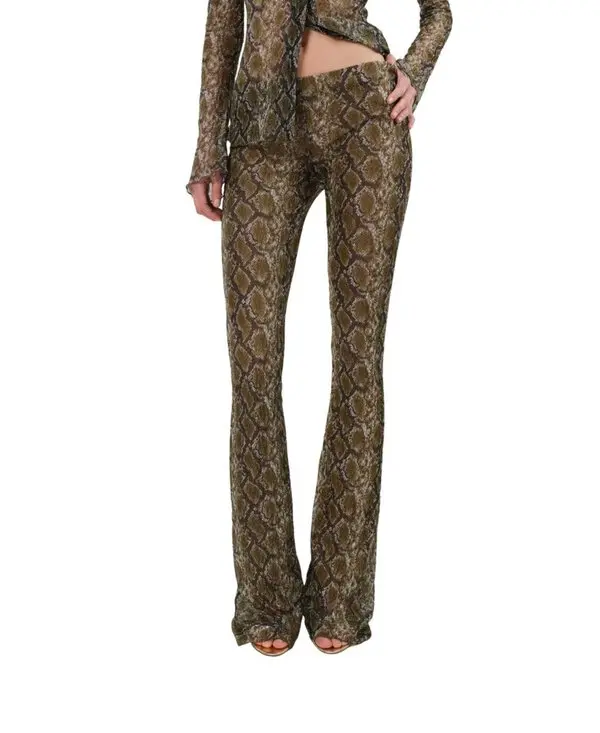 NOCTURNE Snake Print Low Rise Flare Trousers