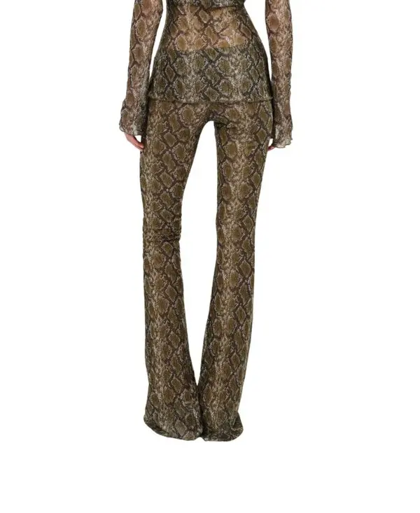 NOCTURNE Snake Print Low Rise Flare Trousers