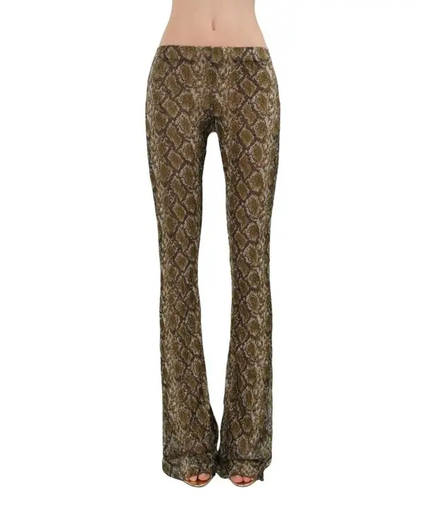 NOCTURNE Snake Print Low Rise Flare Trousers