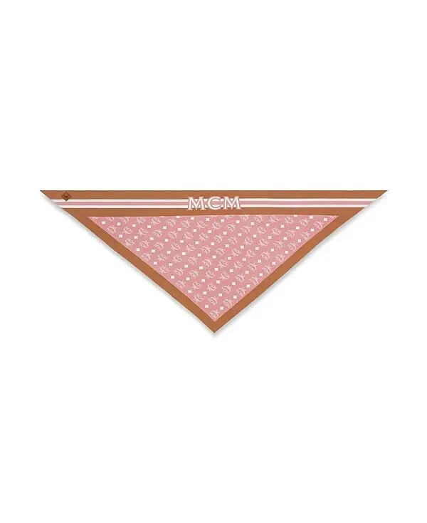 Mcm Monogram Print Triangle Silk Scarf - Soft Pink