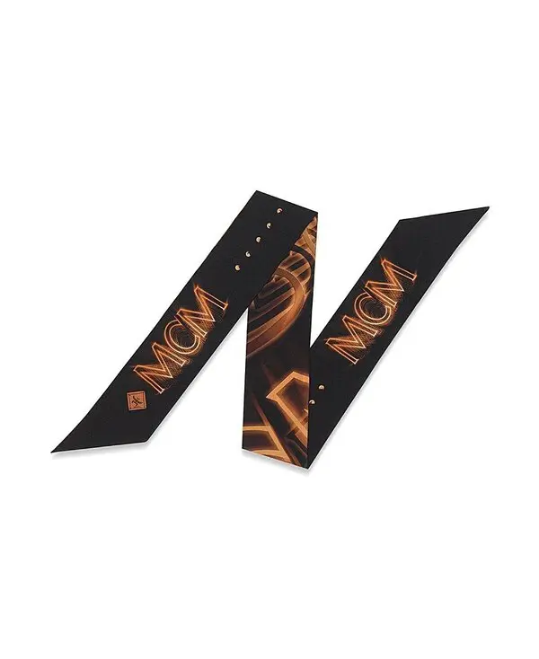 Mcm M50 Logo Petite Silk Scarf - Black