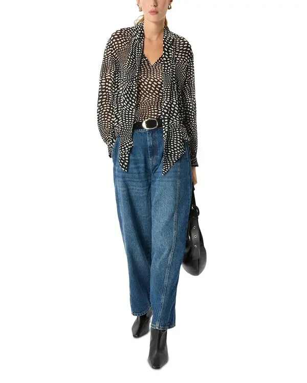 Whistles Printed Scarf Sheer Blouse