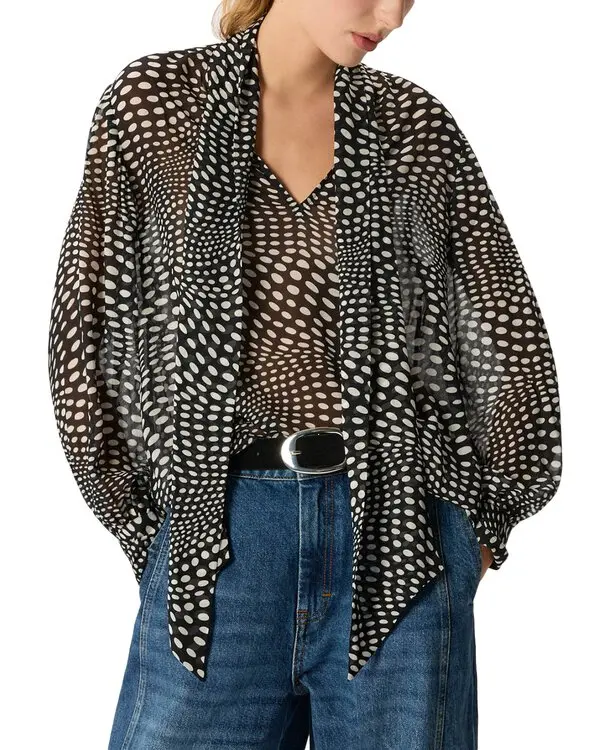 Whistles Printed Scarf Sheer Blouse