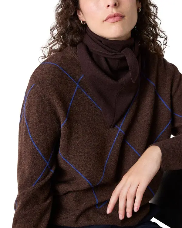 Whistles Contrast Diamond Knit Crewneck Sweater
