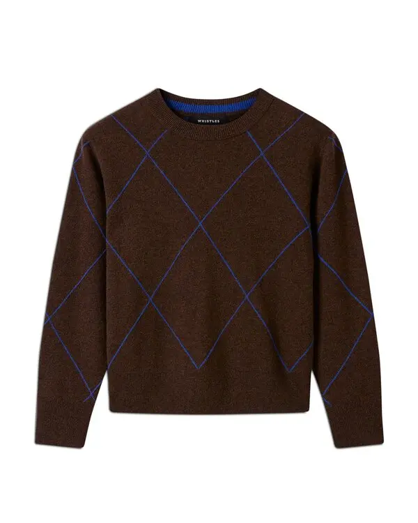 Whistles Contrast Diamond Knit Crewneck Sweater