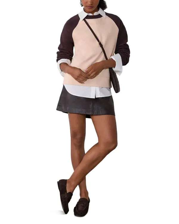 Whistles Contrast Sleeve Cotton Sweater