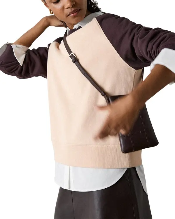 Whistles Contrast Sleeve Cotton Sweater