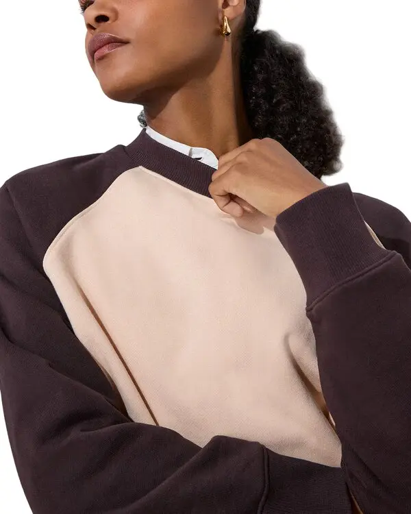 Whistles Contrast Sleeve Cotton Sweater