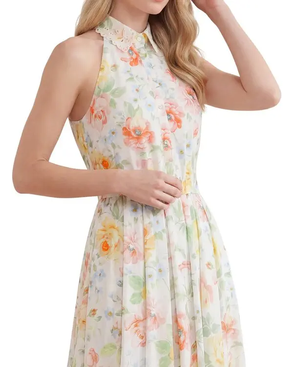 NEEDLE & THREAD Sienna Rose Cotton Halter Maxi Gown