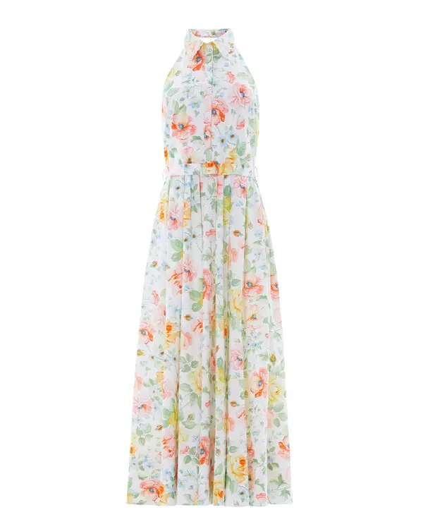 NEEDLE & THREAD Sienna Rose Cotton Halter Maxi Gown