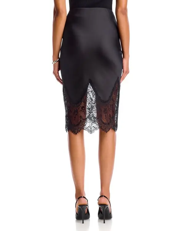 Norma Kamali Lace Trim Bias Slip Skirt