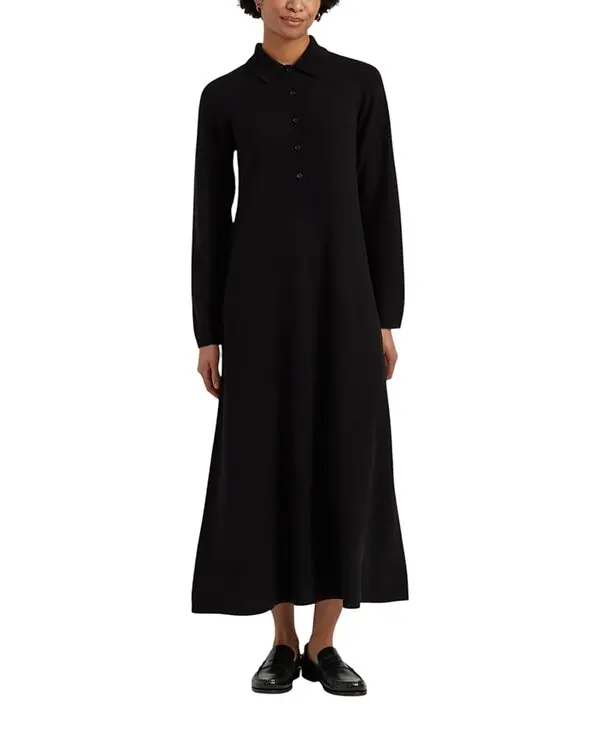 Chinti & Parker Wool-cashmere A-line Polo Dress - Black