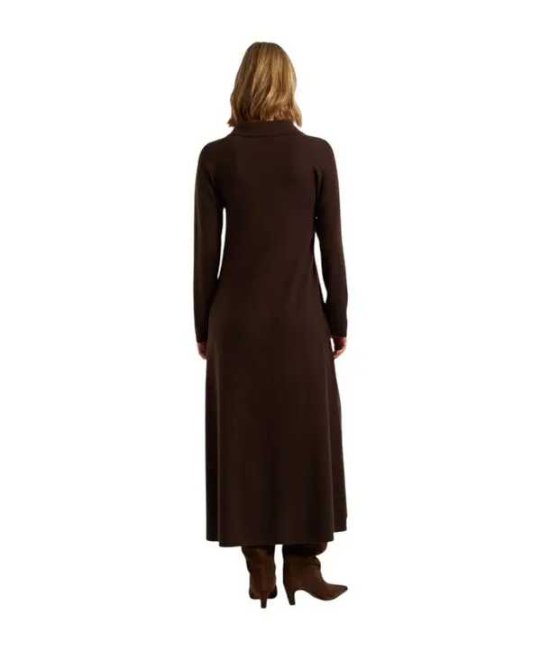 Chinti & Parker Wool-cashmere A-line Polo Dress - Chocolate