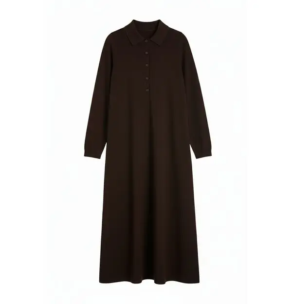 Chinti & Parker Wool-cashmere A-line Polo Dress - Chocolate