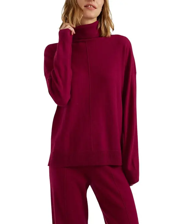 Chinti & Parker Relaxed Roll Neck Wool & Cashmere Sweater - Cherry