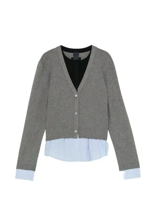 JUUN.J Layered V-neck Cardigan - Grey
