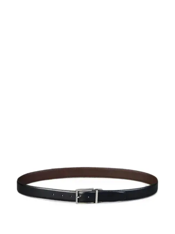 Calvin Klein Grained Leather Belt With Logo-engraved Buckle