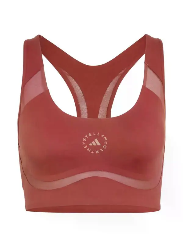 Adidas By Stella McCartney Mesh-panelled Racerback Sports Bra - Red