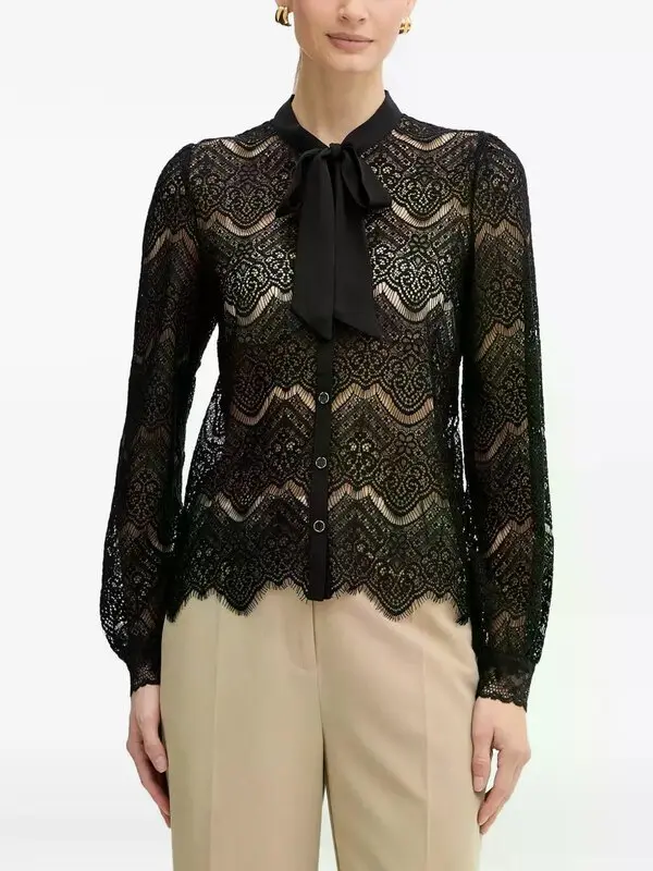 MORGAN Lace Tie Blouse - Black