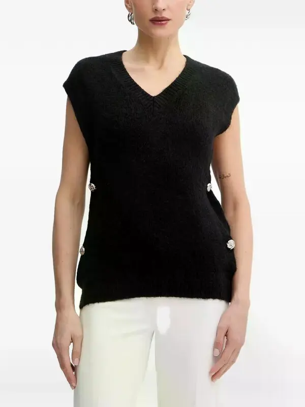 MORGAN V-neck Vest With Button Embellishment