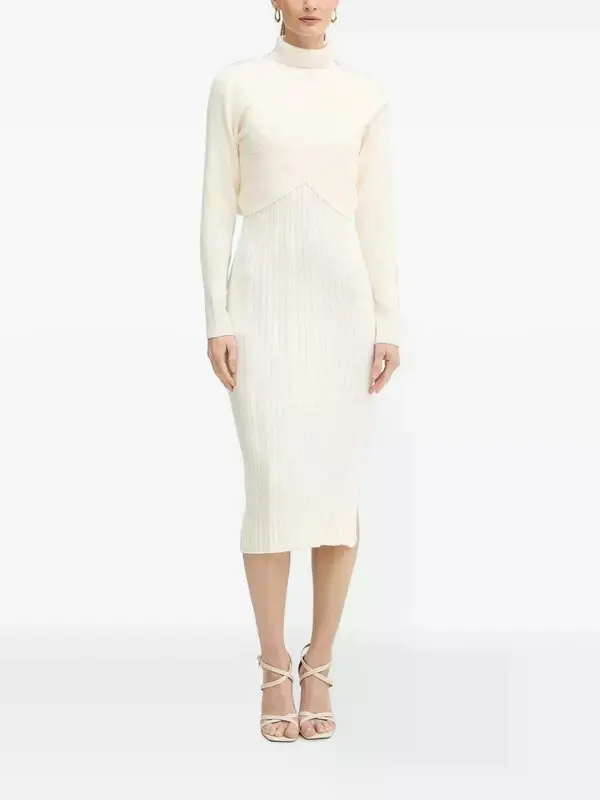 MORGAN Roll-neck Ribbed Midi Dress