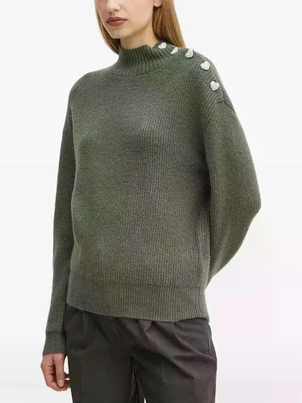 MORGAN Heart Embellished High Neck Sweater