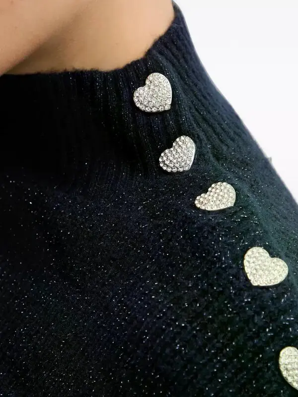 MORGAN Mstori Embellished High Neck Long Sleeve Sweater