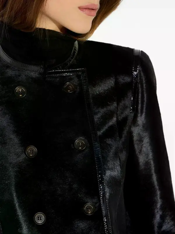 Elisabetta Franchi Boxy Double-breasted Leather Jacket